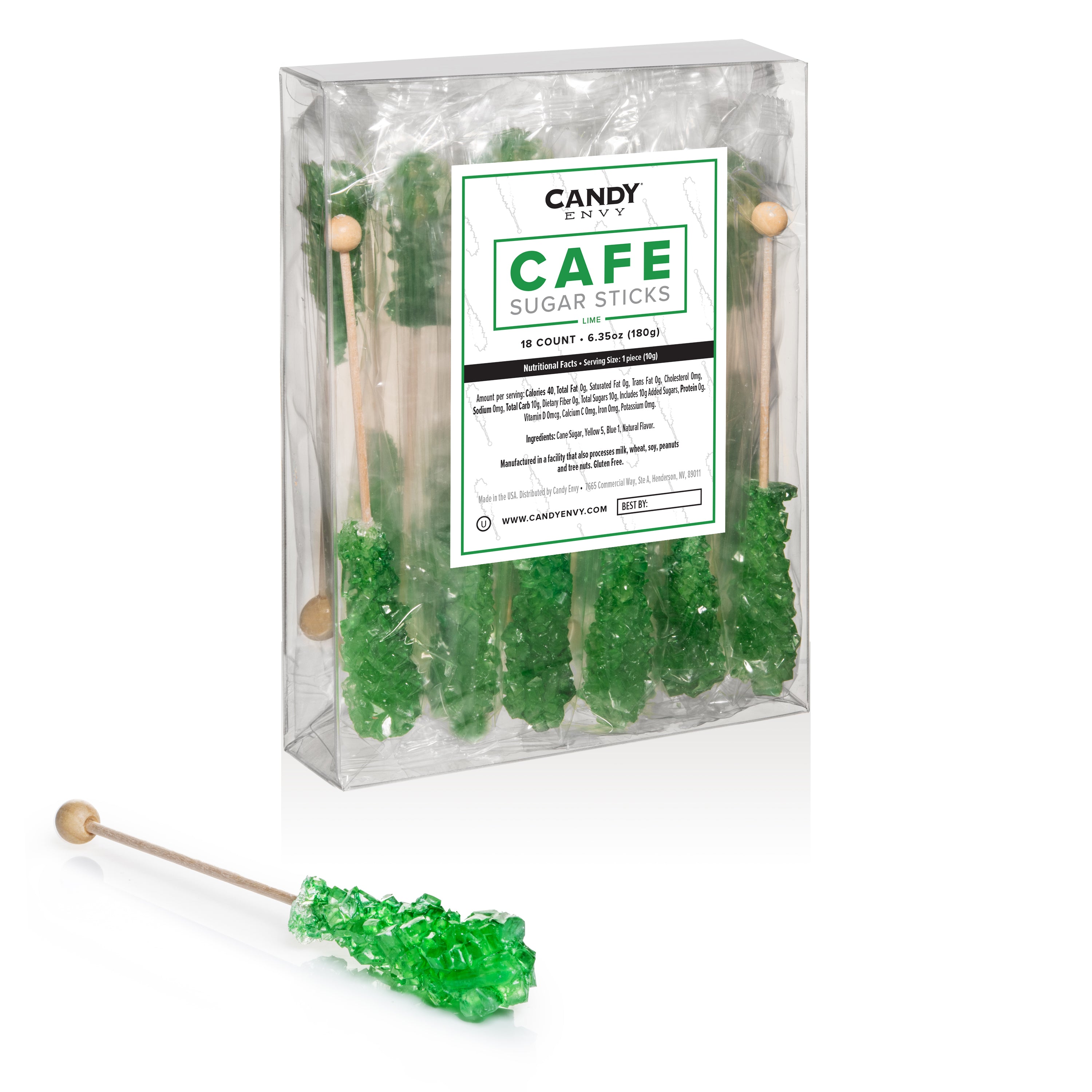 Green Cafe Sugar Sticks: Individually wrapped Sugar Stir Sticks – Candy ...